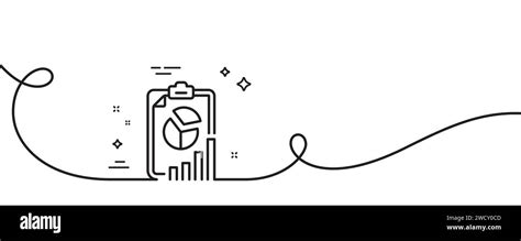 Report Line Icon Column Graph Pie Chart Sign Continuous Line With Curl Vector Stock Vector