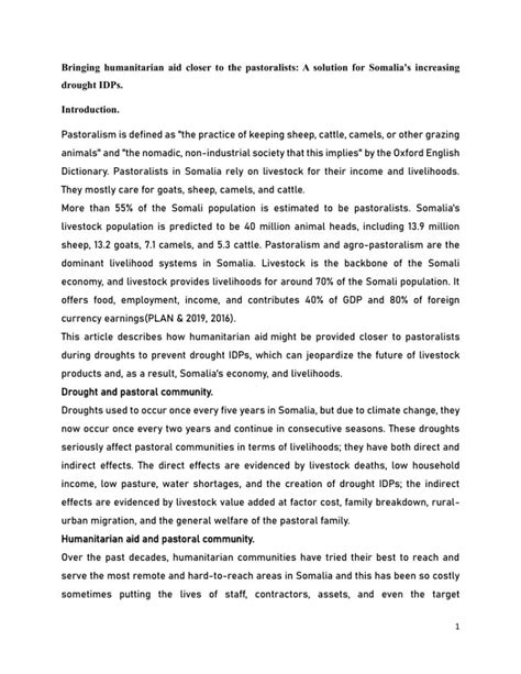 Mohamud Isse Yusuf On Linkedin Pdf Bringing Humanitarian Aid Closer To The Pastoralists A