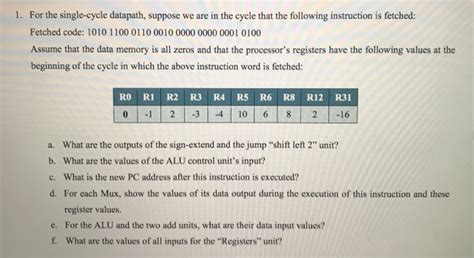 Solved 1 For The Single Cycle Datapath Suppose We Are In