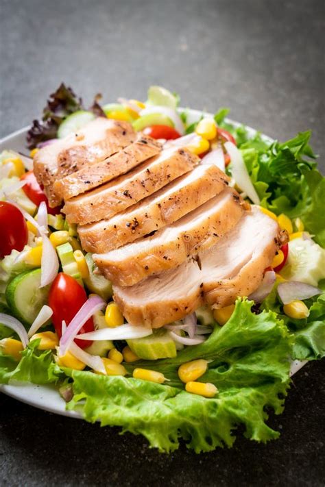 Healthy Salad Bowl With Chicken Breast Stock Image Image Of Poultry