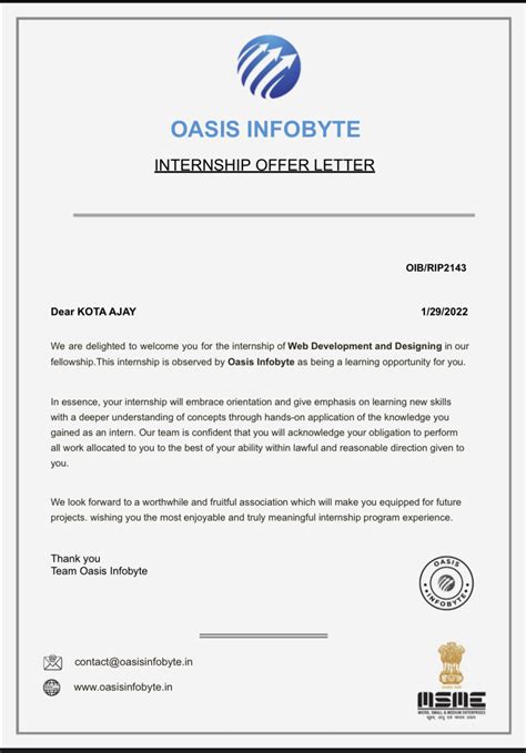 Ajay Kota On Linkedin Oasisinfobyte Webdevelopment Internship
