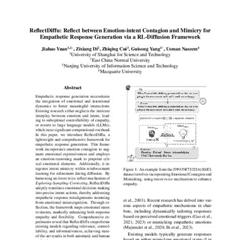 Reflectdiffu Reflect Between Emotion Intent Contagion And Mimicry For Empathetic Response
