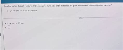solved complete parts a through f ﻿below to find nonnegative