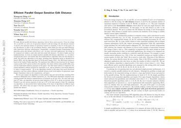 Efficient Parallel Output Sensitive Edit Distance Papers With Code