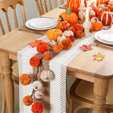 Suncalla Fall Pumpkin Garland For Mantle Halloween Velvet Pumpkin