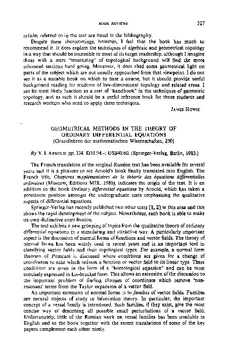 Pdf Geometrical Methods In The Theory Of Ordinary Differential Equations Grundlehren Der