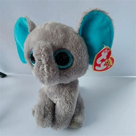 Ty Beanie Boos Peanut The Elephant Blue Glittery Eyes 6 Plush New