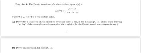Solved Exercise The Fourier Transform Of A Discrete Time Chegg