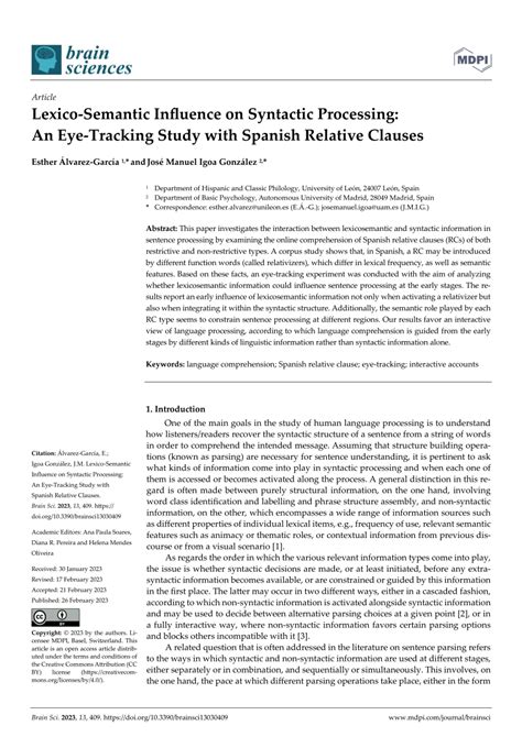Pdf Lexico Semantic Influence On Syntactic Processing An Eye