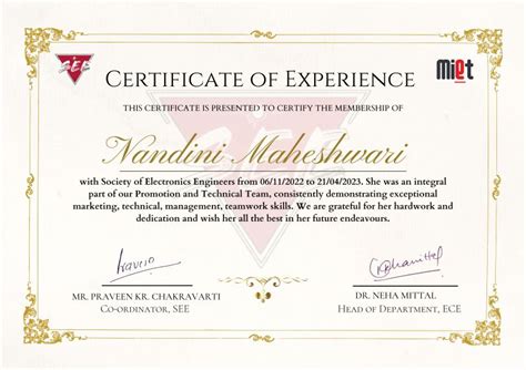Nandini Maheshwari On Linkedin See Certificateofexperience Electronicsengineer Grateful