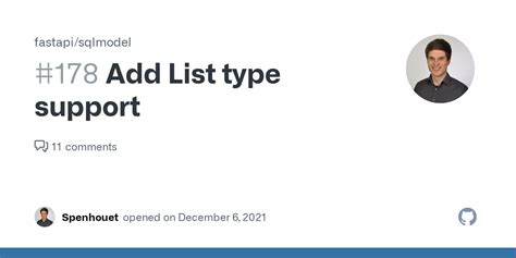 Add List Type Support · Issue 178 · Fastapisqlmodel · Github