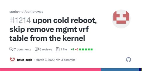Upon Cold Reboot Skip Remove Mgmt Vrf Table From The Kernel By Bsun Sudo Pull Request