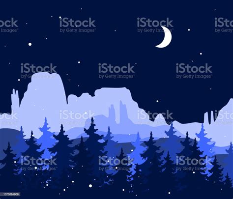 산과 나무와 추상적인 배경입니다 광 야와 마법의 겨울 풍경 숲 서식 파일 디자인에 대 한 작동합니다 겨울에 대한 스톡 벡터 아트