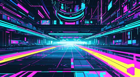 네온 불빛과 네온 터널이 있는 미래 도시 Seaart Ai