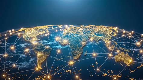 Global Network And Communication Concept Illuminated Earth With Nodes And Lines 3d Rendering