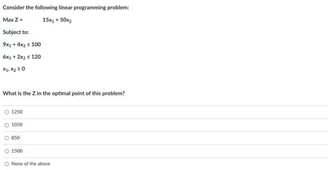 Solved Consider The Following Linear Programming Problem
