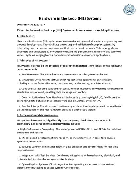Omar Hisham 19104677 Hil Assignment Download Free Pdf Simulation