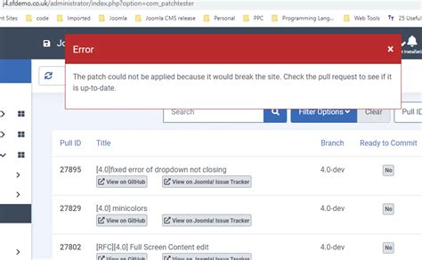 patch tester on j4 with j4 patch test fails to add a patch to test