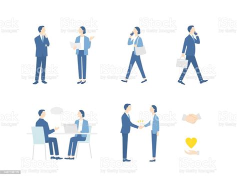 다양한 비즈니스 개념 장면의 벡터 일러스트레이션 세트 전화 사용에 대한 스톡 벡터 아트 및 기타 이미지 전화 사용 악수 걱정하는 Istock