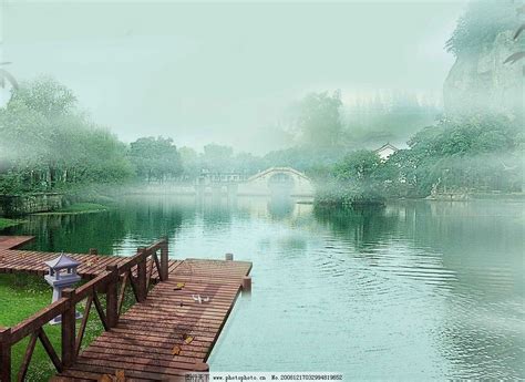 江南水乡图片 背景素材 PSD分层 图行天下图库