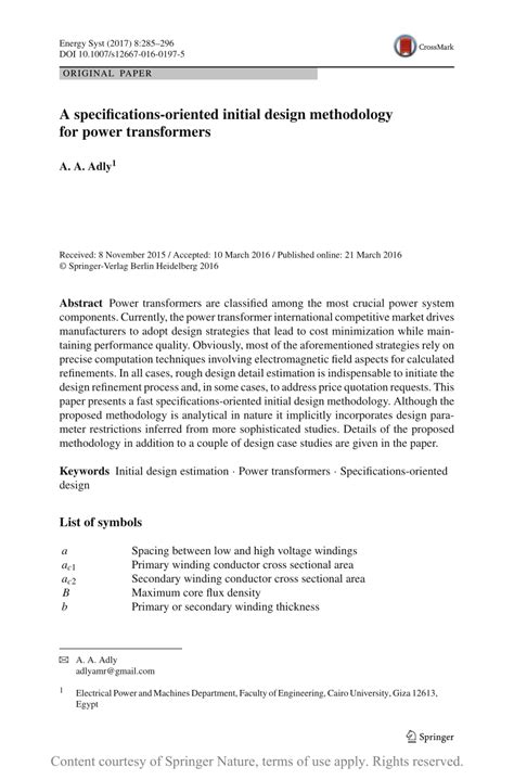 a specifications oriented initial design methodology for power
