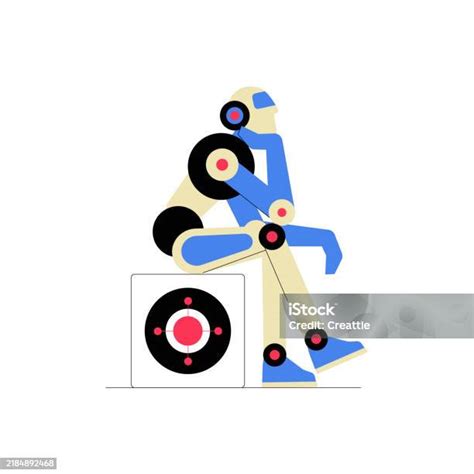 Ai 명상 인공 지능의 미래 기계 학습을 상징하는 평면 벡터 일러스트 레이 션에서 큐브에 대해 생각하는 로봇 흰색 배경에 고립 된 가상현실에 대한 스톡 벡터 아트 및 기타