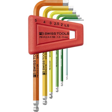 Pb Swiss Rainbow Hex Key L Wrench 6 Pce Set With Ball Point In Plastic Holder For Sale Online