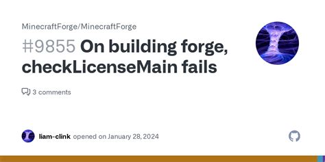 on building forge checklicensemain fails · issue 9855
