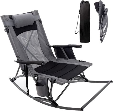 Homcosan Folding Rocking Camping Chair Portable Oversized Padded Rocking Chair With