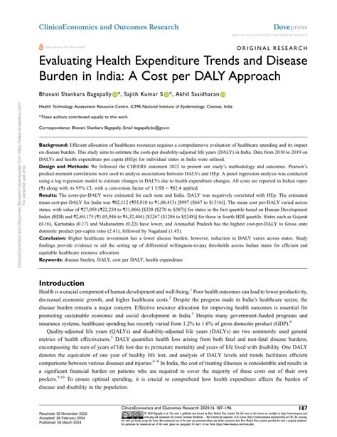 Pdf Evaluating Health Expenditure Trends And Disease Burden In India A Cost Per Daly Approach
