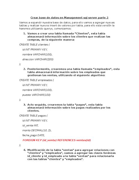 Crear Base De Datos En Management Sql Server Parte 2 Create Table