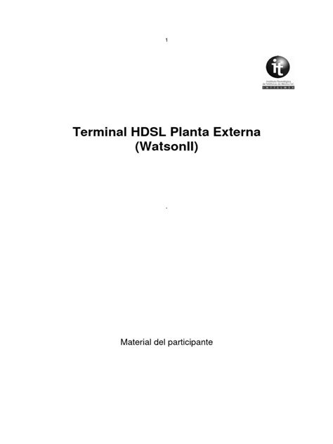Terminal Hdsl Planta Externa Watsonii Descargar Gratis Pdf Línea De Abonado Digital