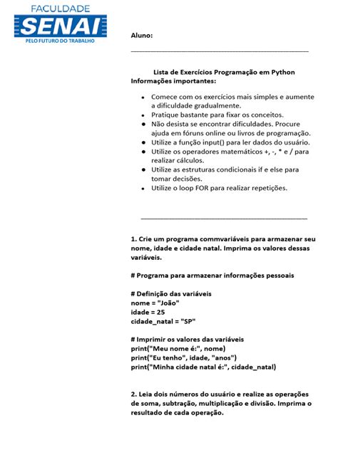 Lista Exercicios Python 01 Pdf Triângulo Multiplicação