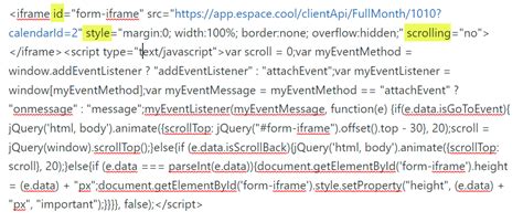Public Calendar Modifying The Public Calendar Embed Code For Your Website Espace Support Center