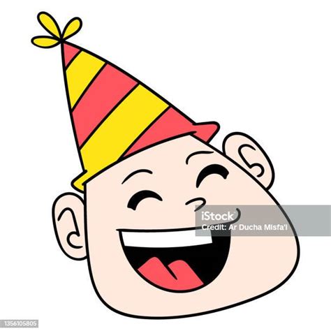 뚱뚱한 소년 머리는 생일 벡터 일러스트 판지 이모티콘을 축하합니다 낙서 아이콘 그리기 낙서 드로잉에 대한 스톡 벡터 아트 및 기타 이미지 낙서 드로잉 디자인 로고