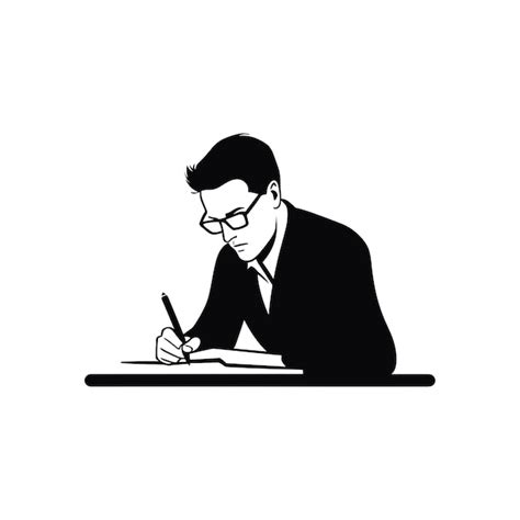 Premium Vector Focused Man Writing Document Vector For Publishing And Journalism