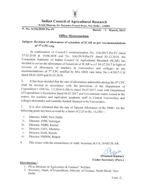 Revision Of Allowances Of Scientists Of Icar Pdf