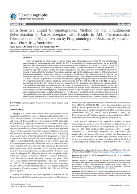 Pdf Ultra Sensitive Liquid Chromatographic Method For The Simultaneous Determination Of