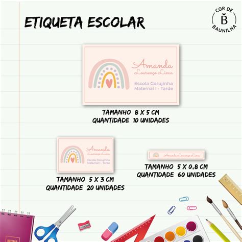 Etiquetas Escolares Arco íris Frete Grátis Elo7