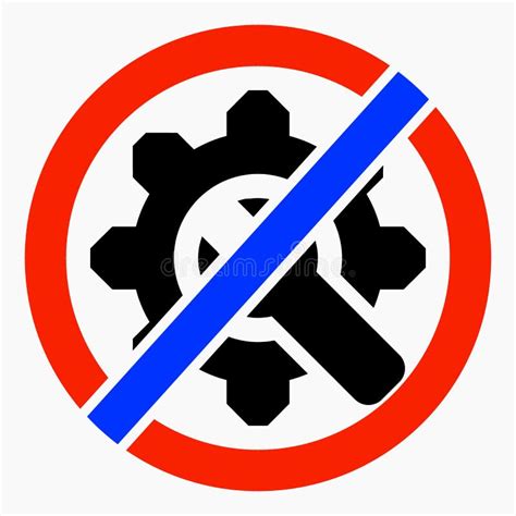 Gear Icon Crossed Out In A Circle Repair Ban Stock Vector Illustration Of Pictogram