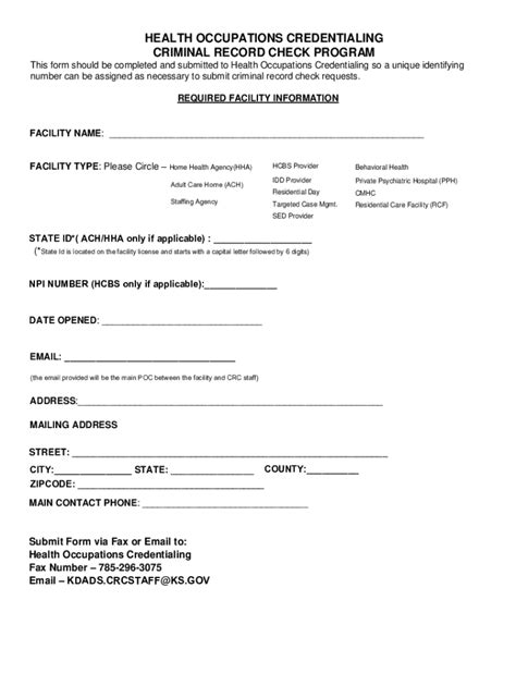 Fillable Online Kdads Hoc Criminal Record Check Fax Email Print Pdffiller