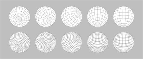 Premium Vector Wireframe Sphere Set Isolated