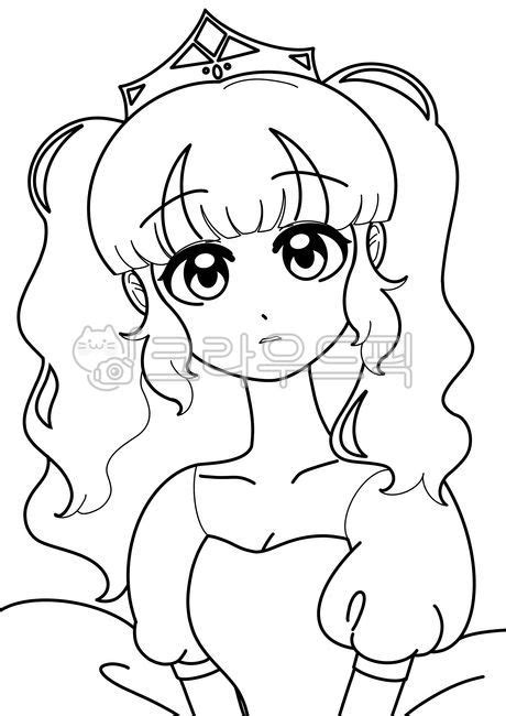 공주 공주님 색칠공부 색칠공부도안 소녀 사진 이미지 일러스트 캘리그라피 감낮달작가