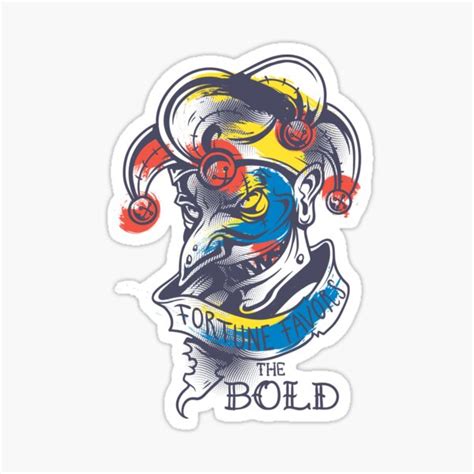 Fortune Favors The Bold Manic Jester Tattoo Art Vintage Style Design Shirt Sticker For Sale By