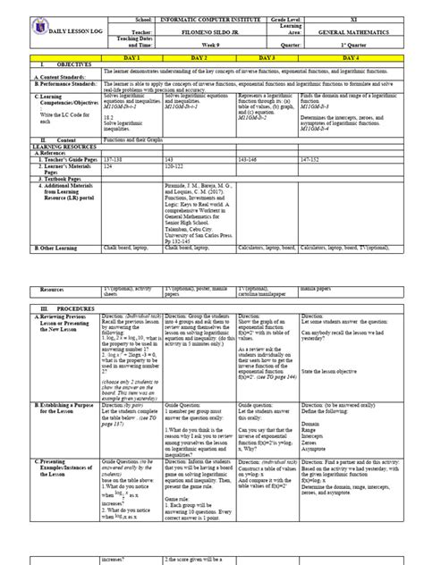 Dll Gen Math Week 9 Pdf Function Mathematics Logarithm
