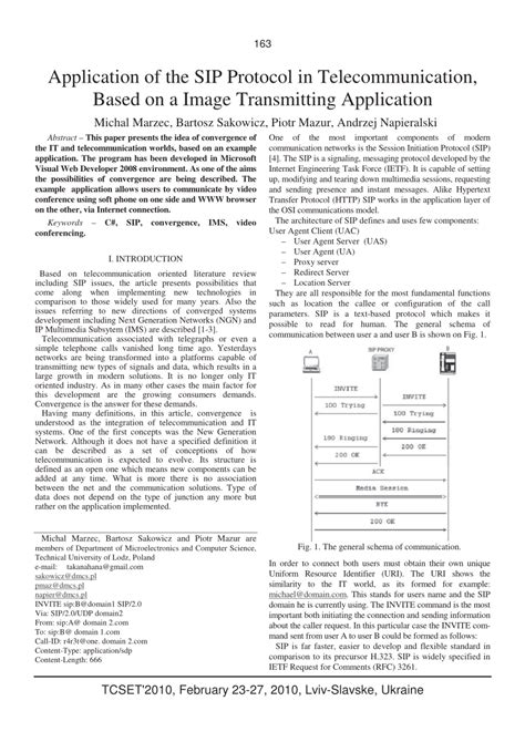 Pdf Application Of The Sip Protocol In Telecommunication Based On A