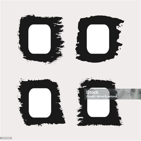 거친 브러쉬 그린 사각형 프레임의 설정 4 개의 격리 된 수직 국경입니다 그런 지입니다 0명에 대한 스톡 벡터 아트 및 기타