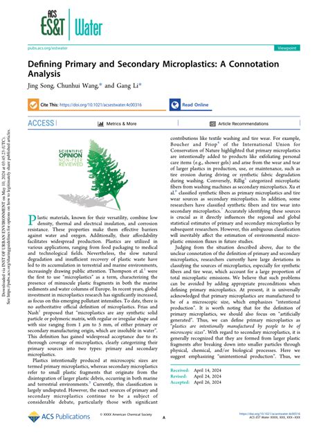 Pdf Defining Primary And Secondary Microplastics A Connotation Analysis