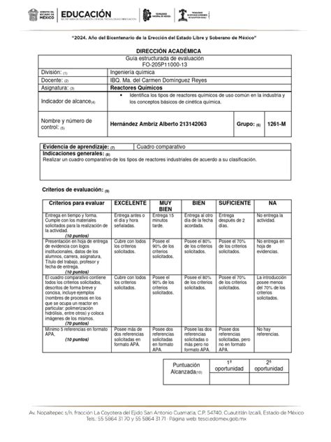Cuadro Comparativo Tipos De Reactores De Acuerdo A Su Clasificación Descargar Gratis Pdf