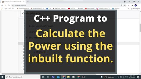 22 C Program To Calculate The Power Using The Inbuilt Function Youtube
